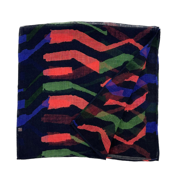 NUNO Scarf: "Rui" (Black w/ Orangish Pink/Green/Royal Blue) – NUNOonline